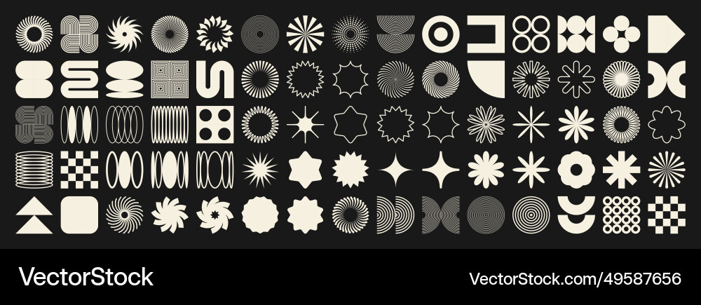 Brutalist geometric shapes symbols simple Vector Image