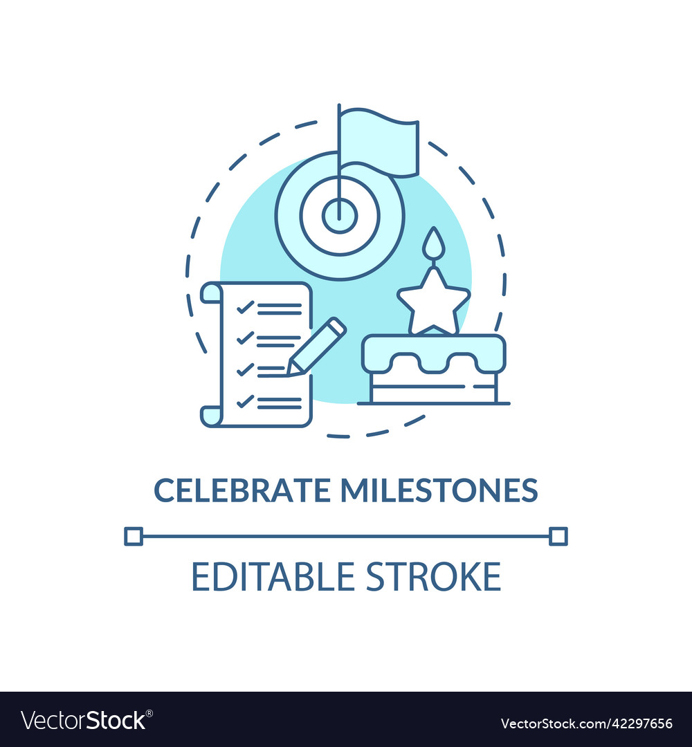 Celebrate milestones turquoise concept icon Vector Image Celebrate milestones turquoise concept icon Vector Image
