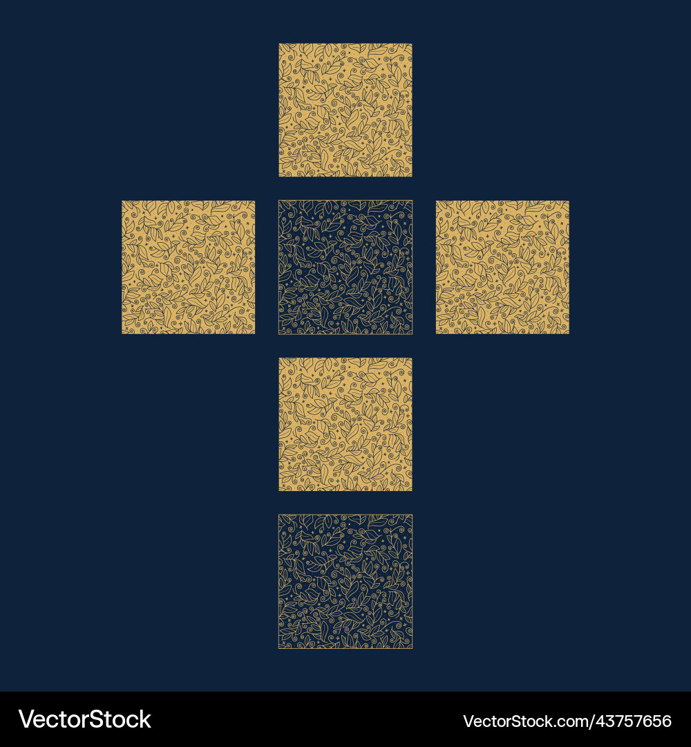 Floral cross decoration made from square Vector Image