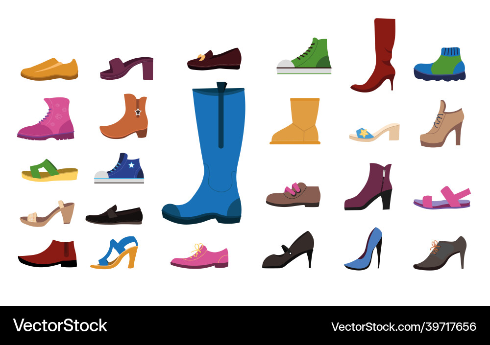 Footwear for women flat set Royalty Free Vector Image