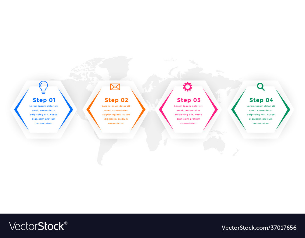 Four steps hexagonal infographic template design Vector Image Four steps hexagonal infographic template design Vector Image