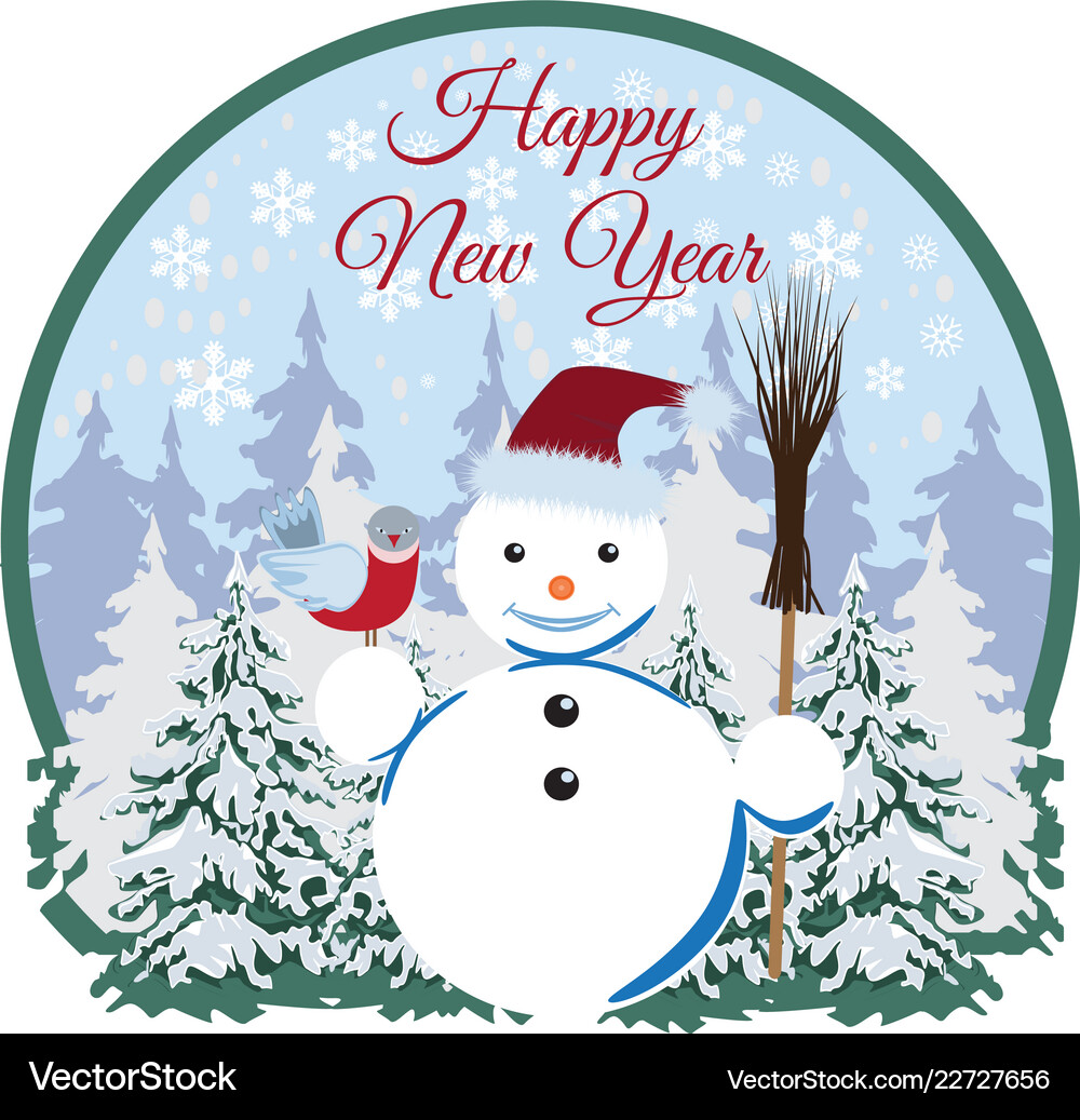 Happy new year card sticker label flat Royalty Free Vector
