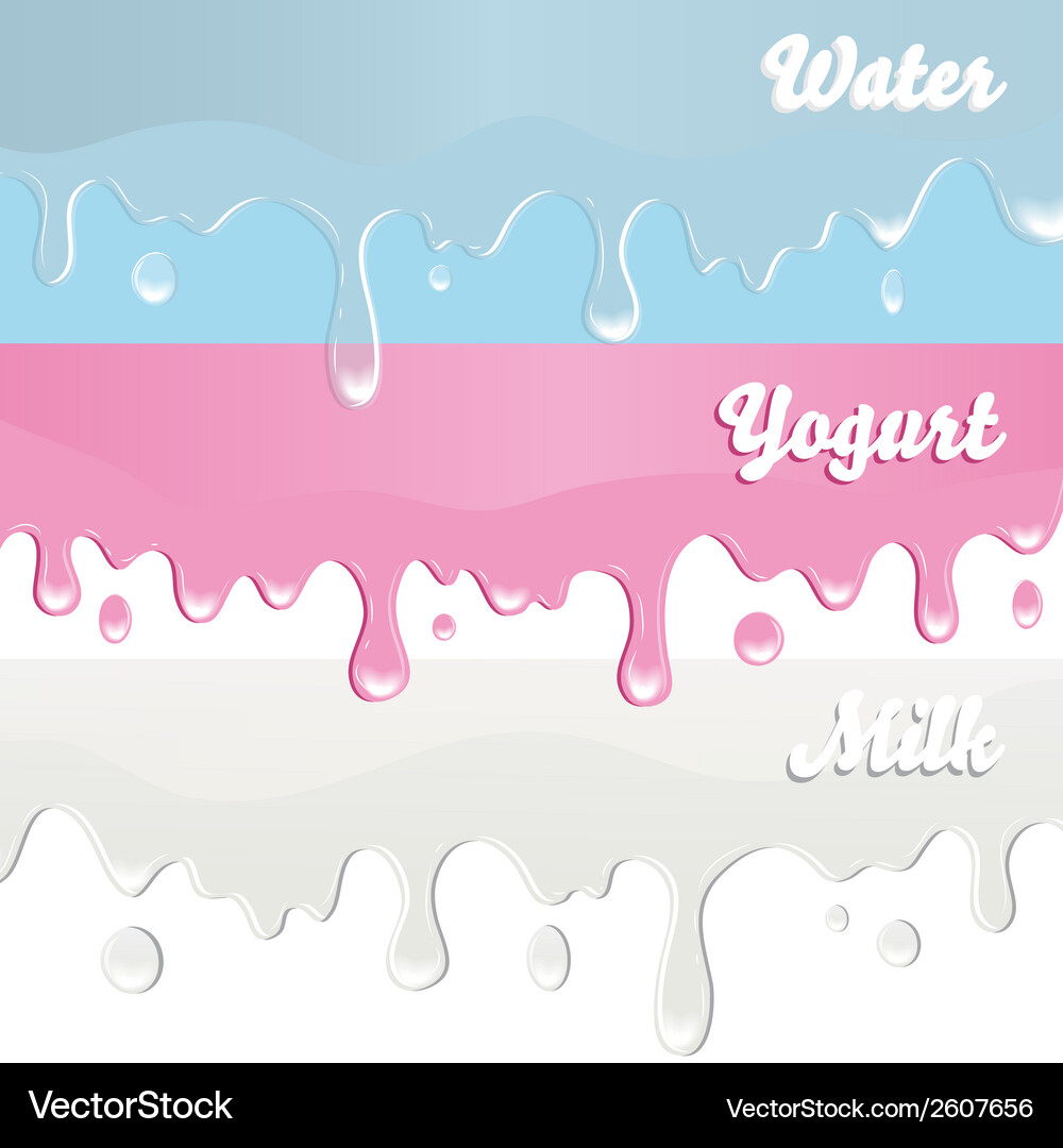 Milk yogurt water drips on white background Vector Image