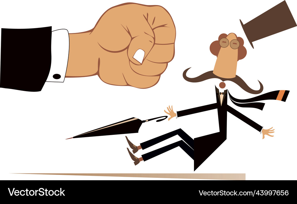 Punch fist and confused falling man Royalty Free Vector