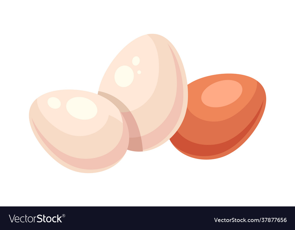 Three eggs with eggshell differren colors Vector Image