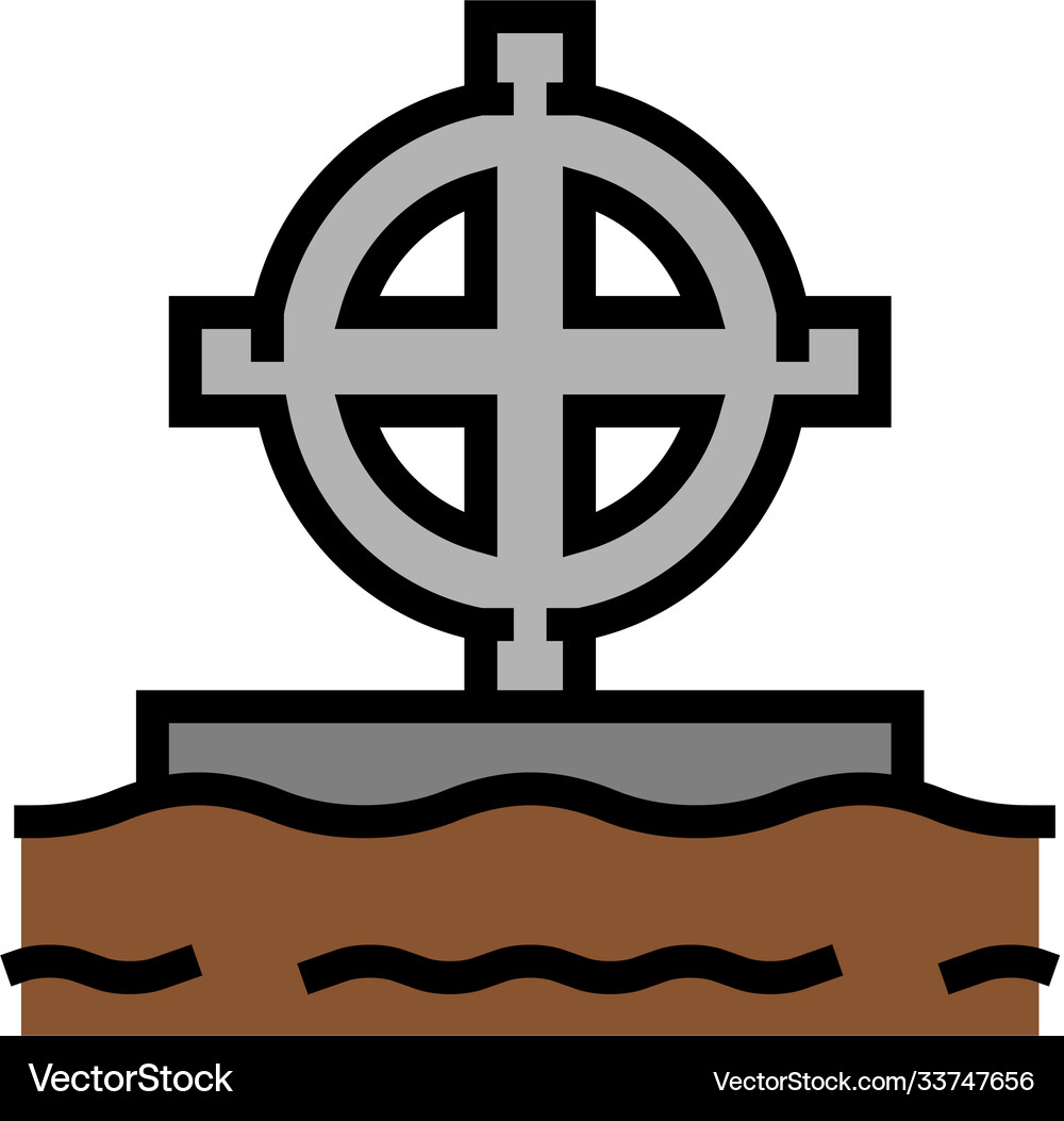 Tomb cross color icon isolated Royalty Free Vector Image