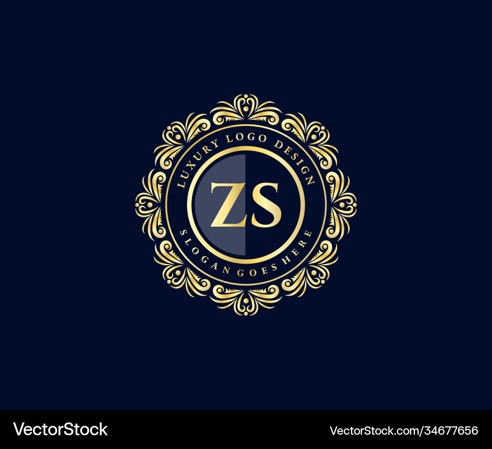 Zs initial letter gold calligraphic feminine Vector Image
