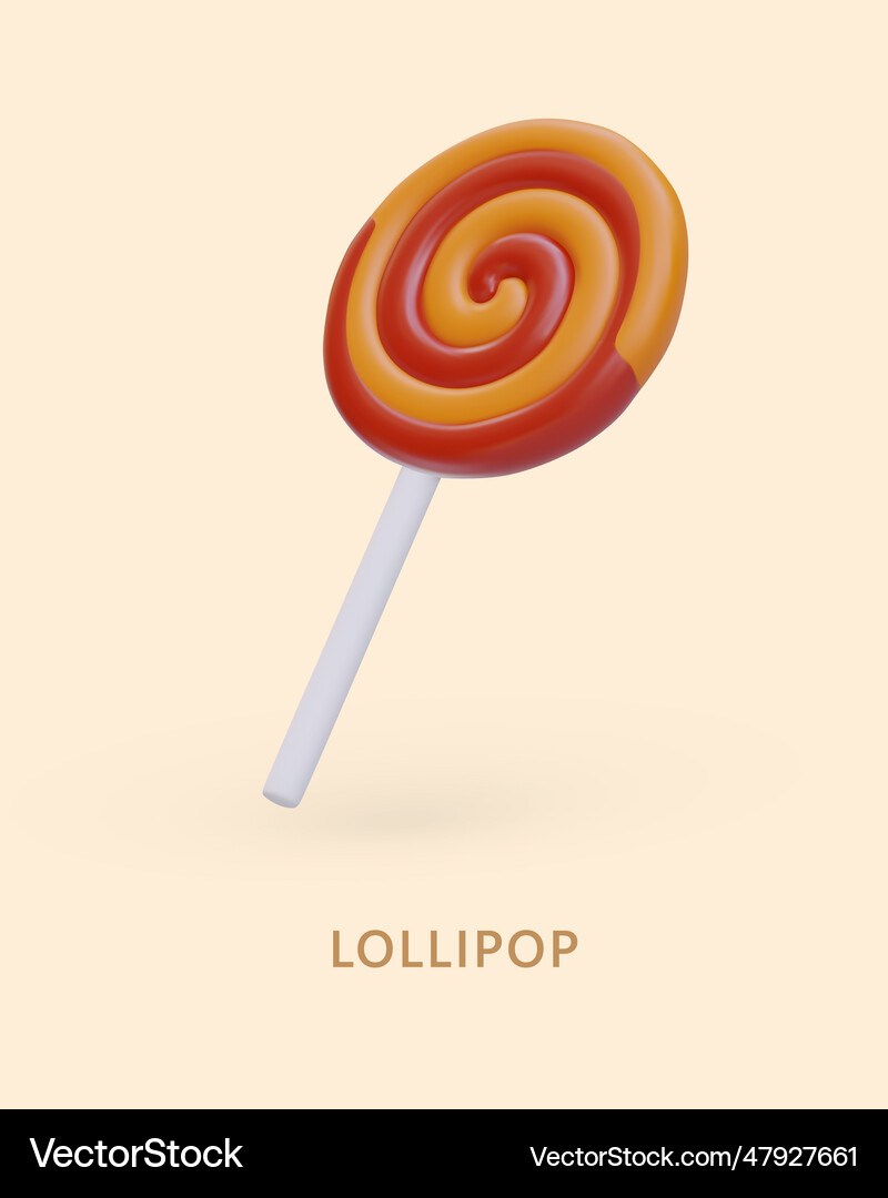 3d spiral colored lollipop on stick classic Vector Image