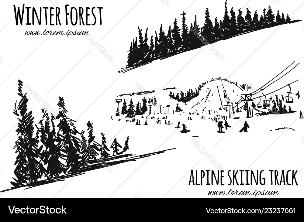 Alpine skiing track sketch for your design Vector Image