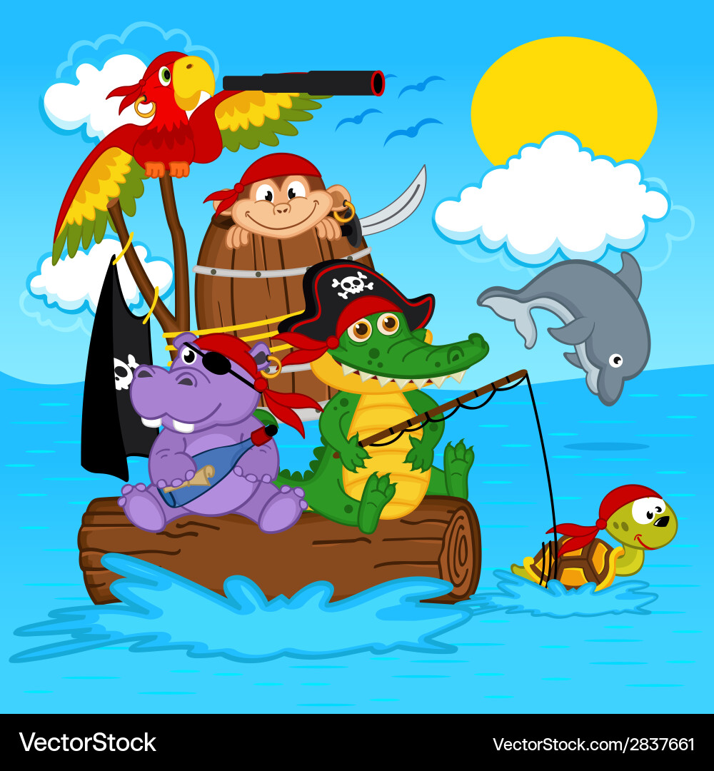 Animals pirates Royalty Free Vector Image - VectorStock