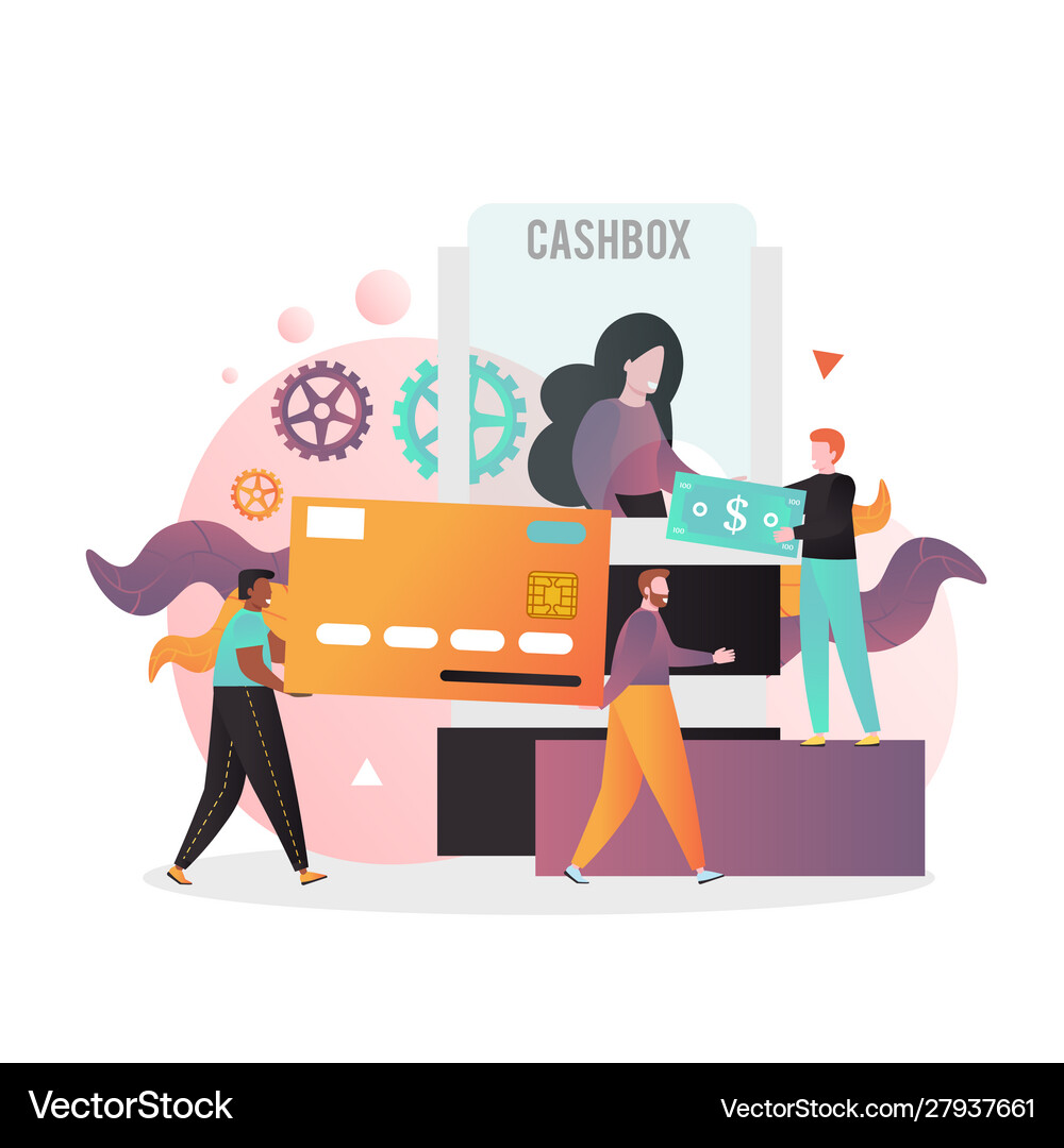 Bank cashbox concept for web banner Royalty Free Vector