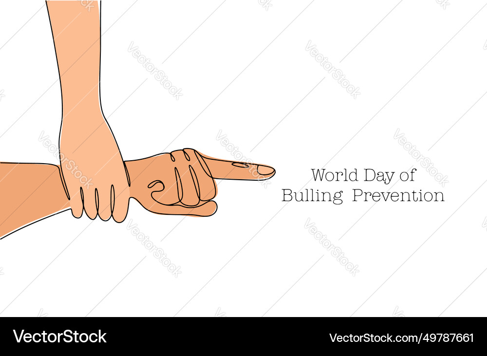 Bullying color hands one line Royalty Free Vector Image