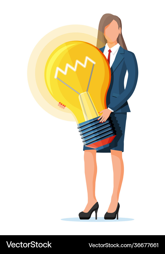 Businesswoman with light idea bulb Royalty Free Vector Image