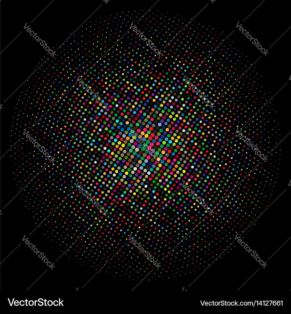 Circle of colored dots on a black background Vector Image