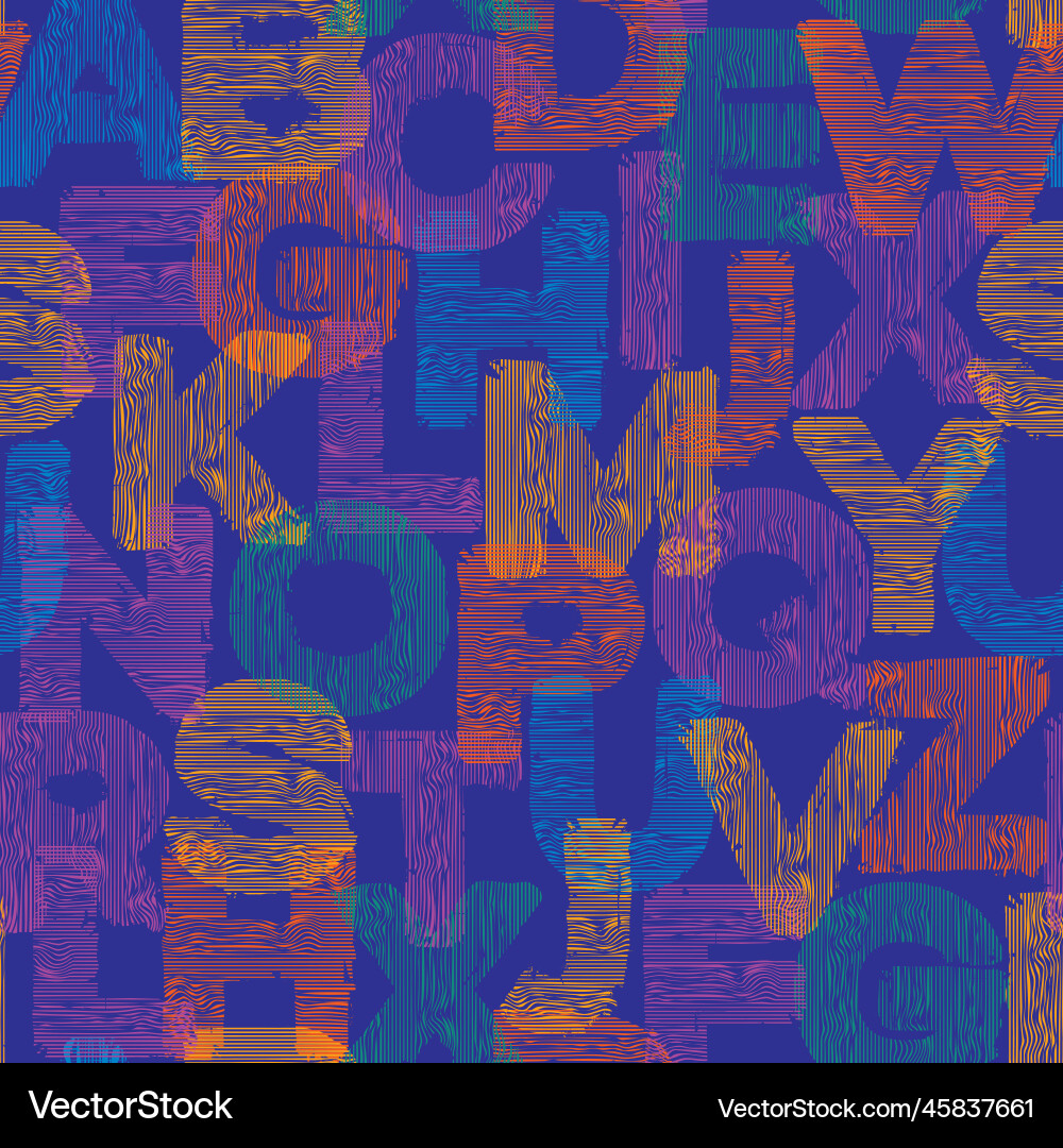 Colored seamless pattern of english letters Vector Image