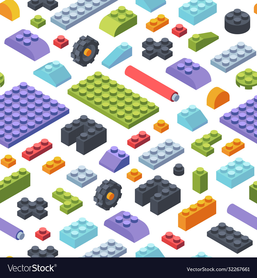 Constructor kids isometric seamless pattern Vector Image
