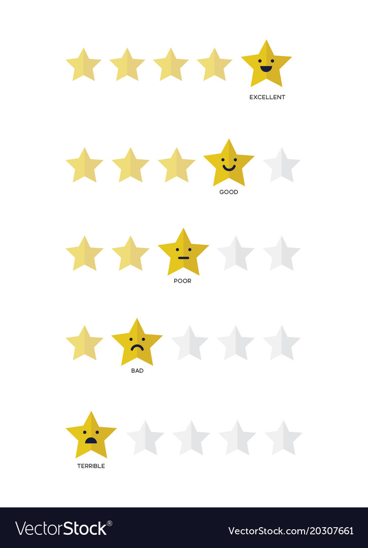 Five stars customer product rating review flat Vector Image Five stars customer product rating review flat Vector Image