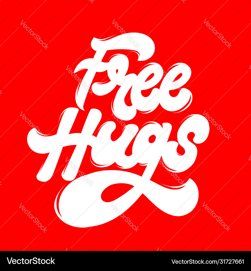 Free hugs hand drawn lettering isolated Royalty Free Vector