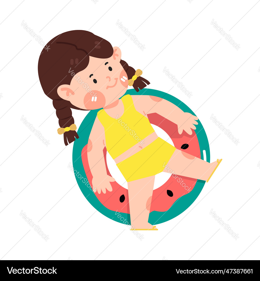 Girl relaxing on float swim Royalty Free Vector Image
