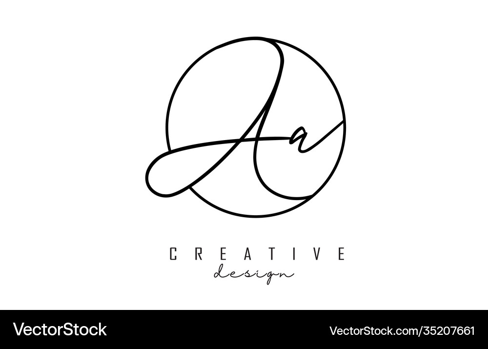 Handwritten letters aa a logo design with simple Vector Image