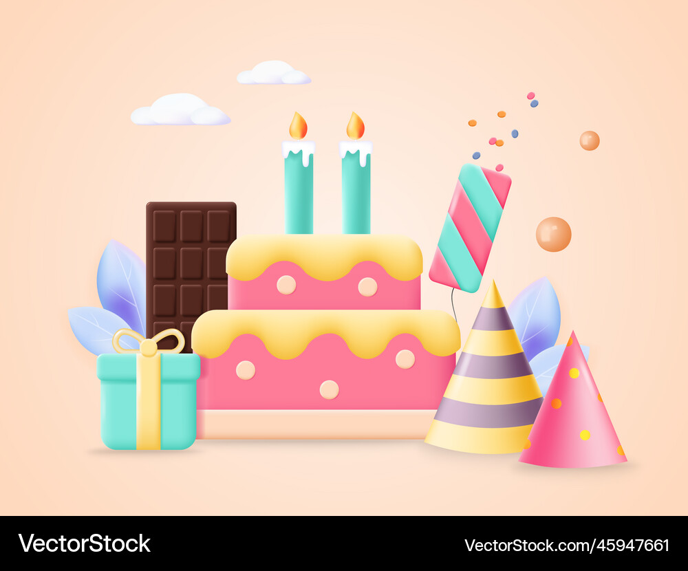 Happy birthday card decoration with sweets Vector Image