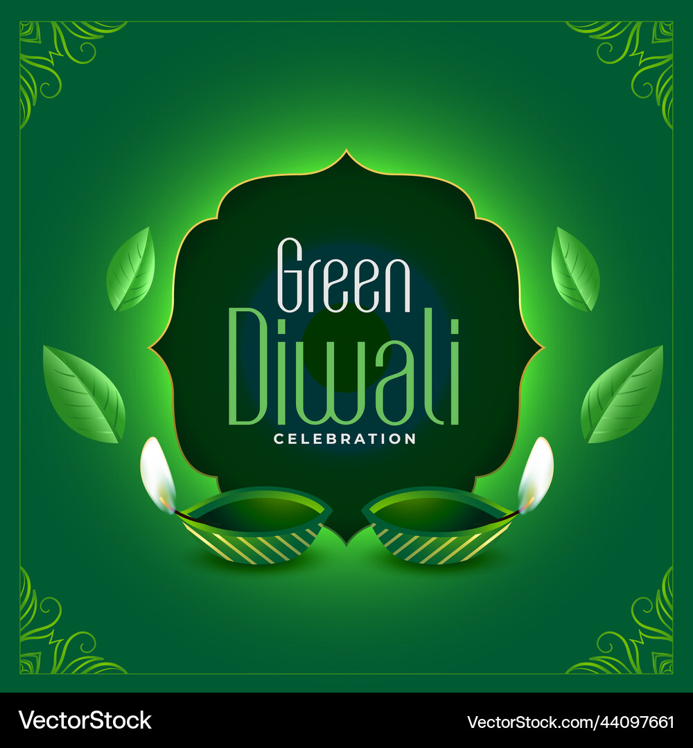 Happy green diwali traditional background Vector Image
