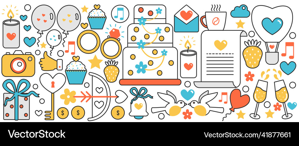 Marriage and wedding elements bridal ceremony Vector Image