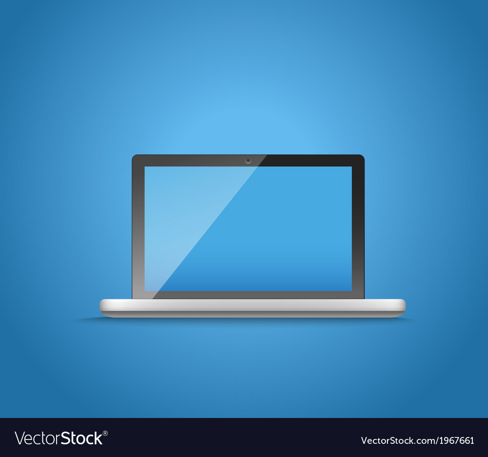Modern laptop computer on blue Royalty Free Vector Image