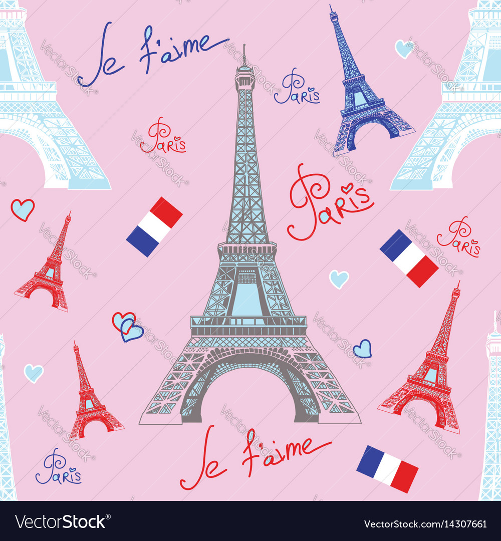 Seamless pattern with eiffel tower Royalty Free Vector Image Seamless pattern with eiffel tower Royalty Free Vector Image