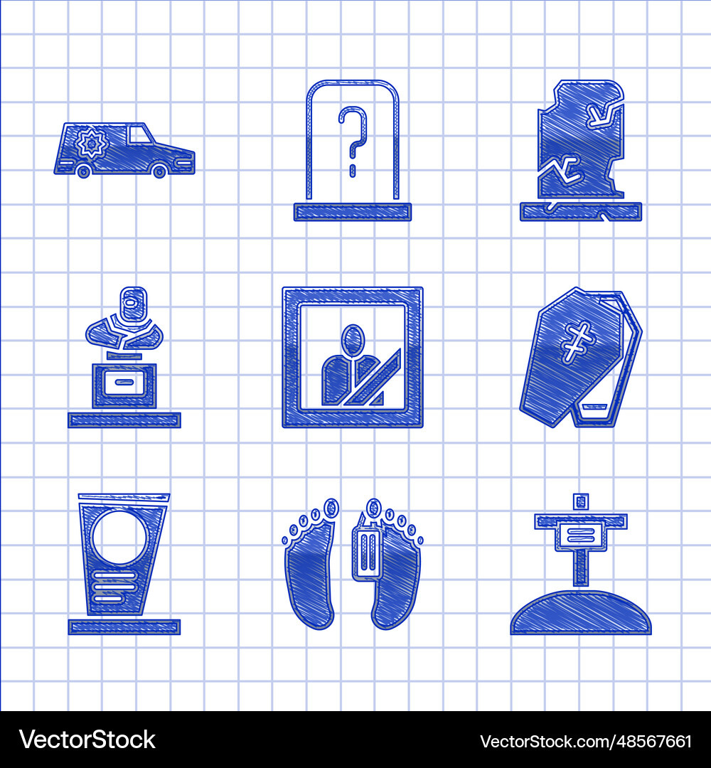 Set mourning photo frame dead body grave Vector Image