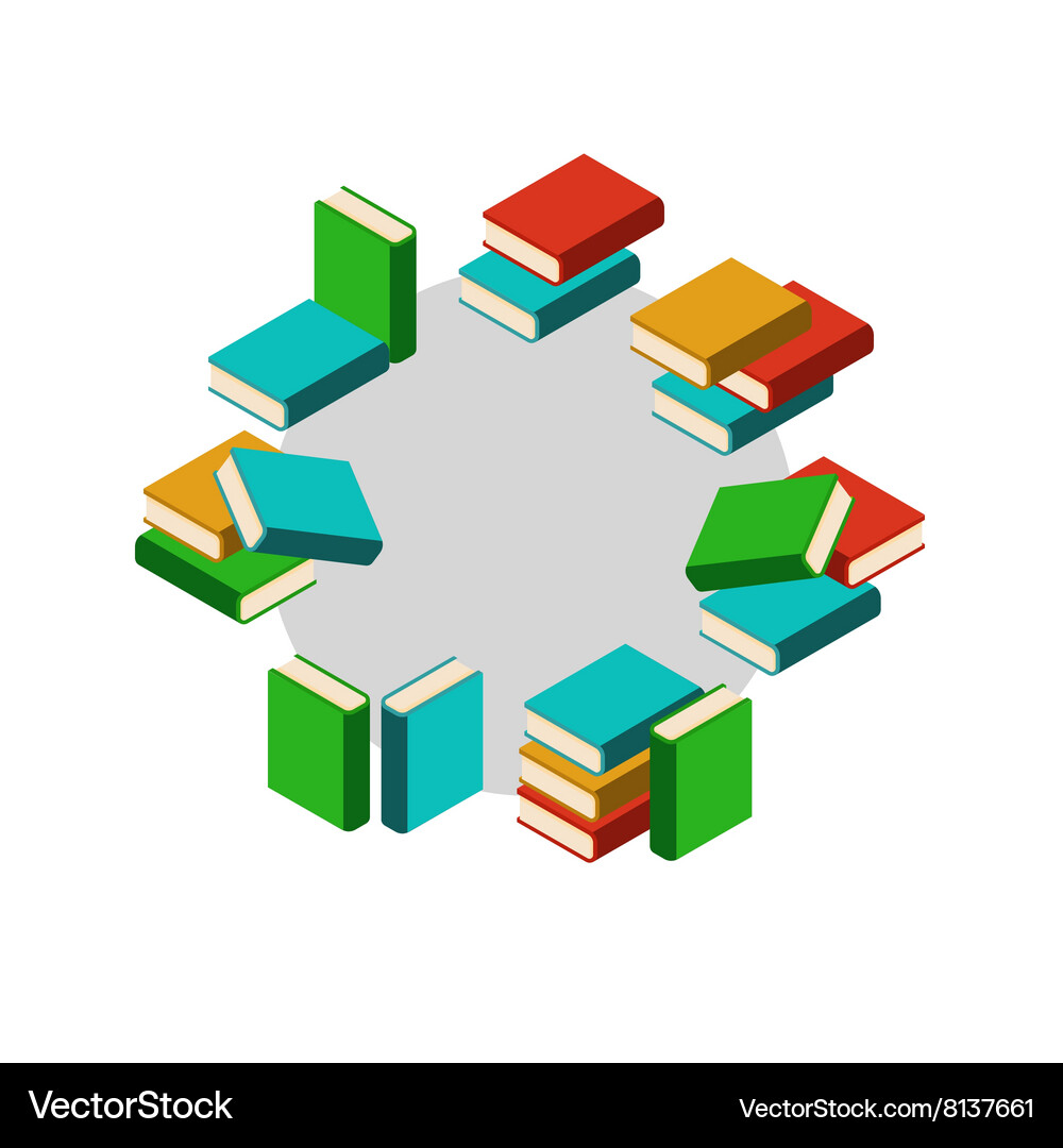 Set of stacks colored books in circle Royalty Free Vector