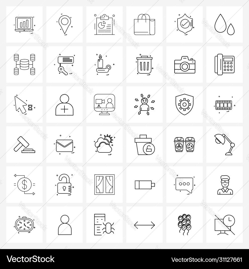 Universal symbols 36 modern line icons Royalty Free Vector