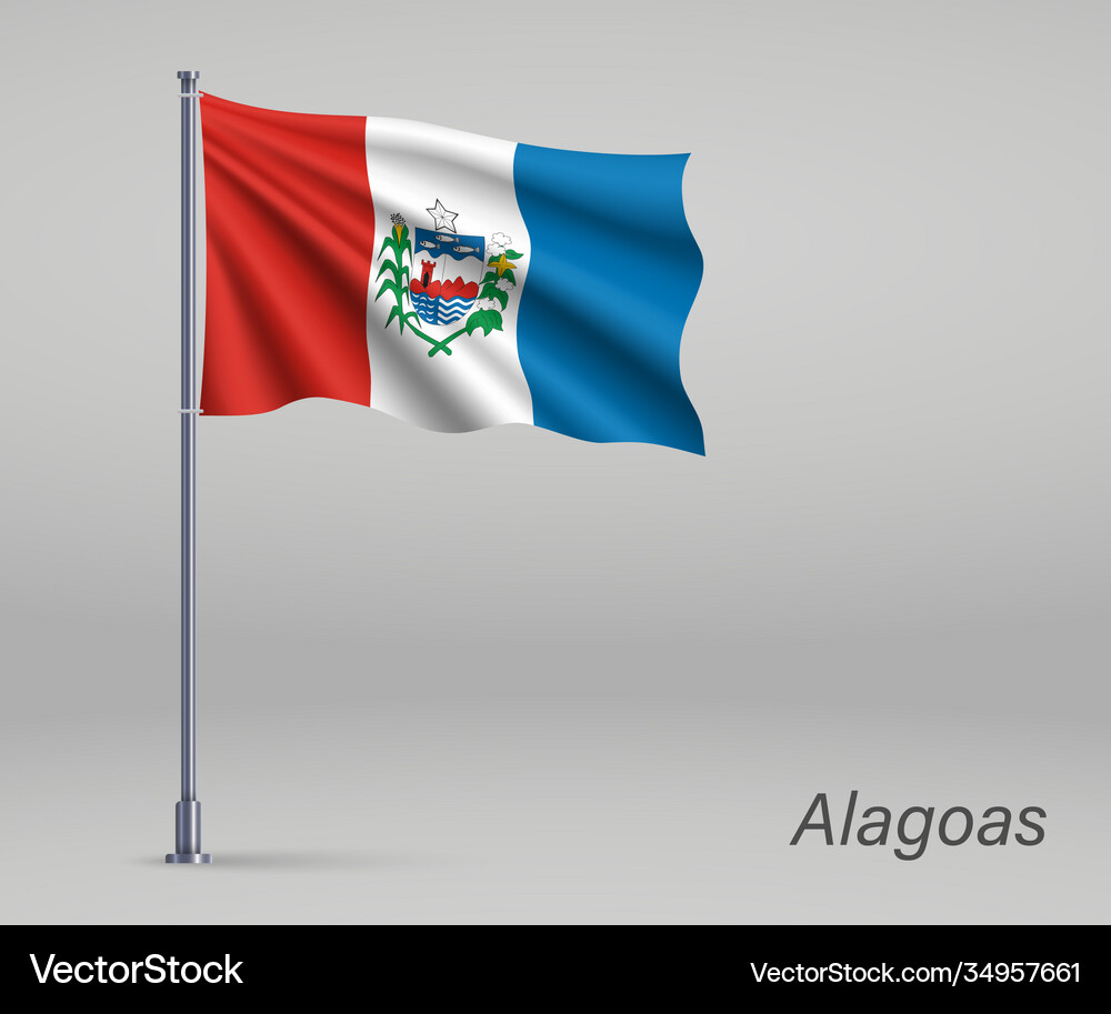 Waving flag alagoas - state brazil Royalty Free Vector Image