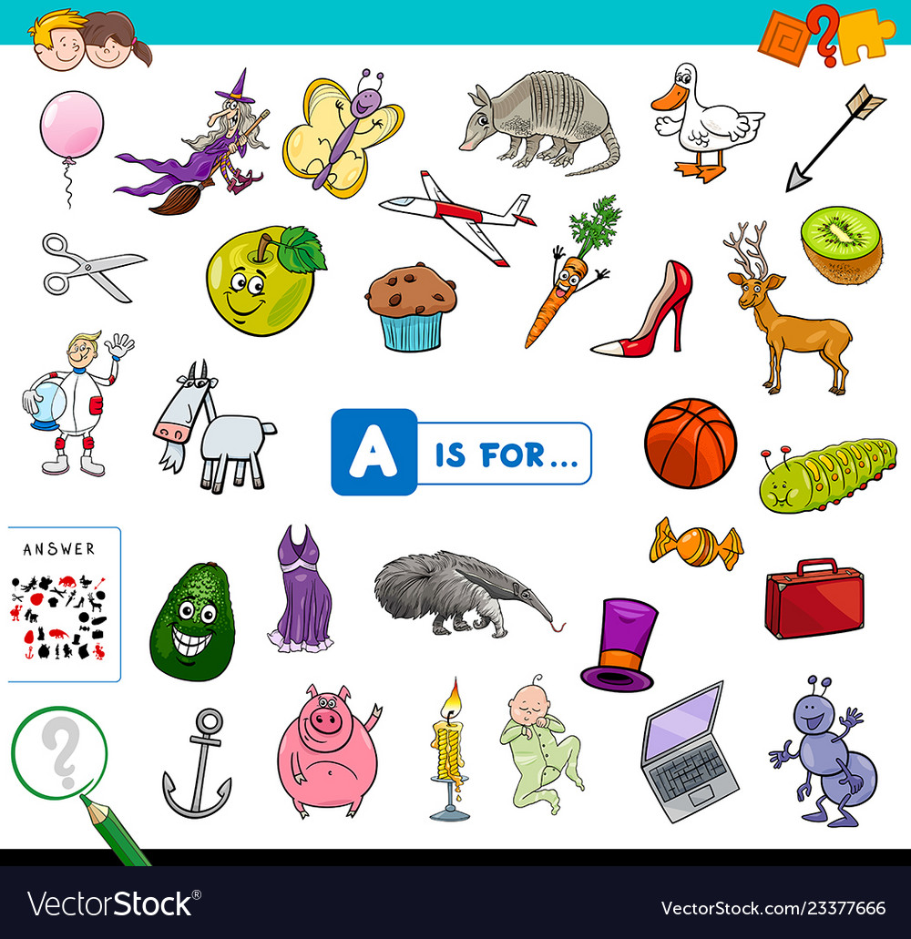 A is for educational game children Royalty Free Vector Image