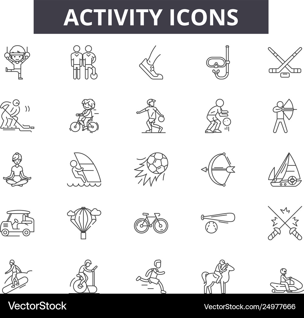 Activity line icons signs set outline Royalty Free Vector
