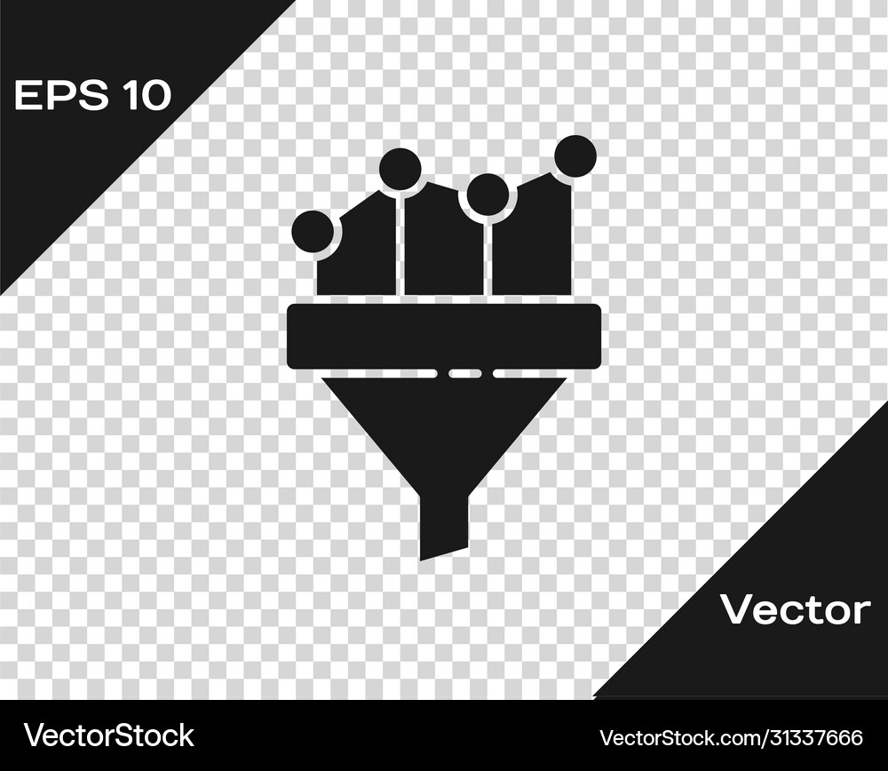 Black sales funnel with chart for marketing Vector Image