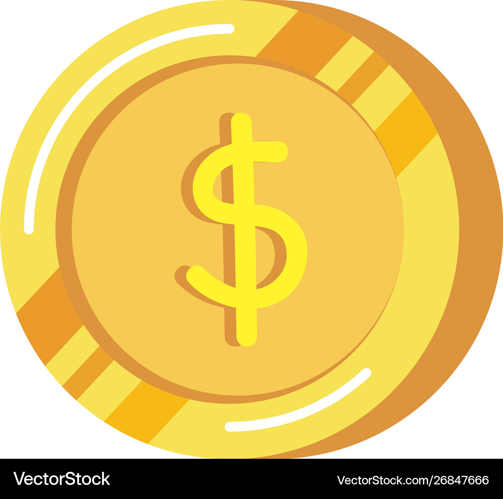 Coin money dollar isolated icon Royalty Free Vector Image
