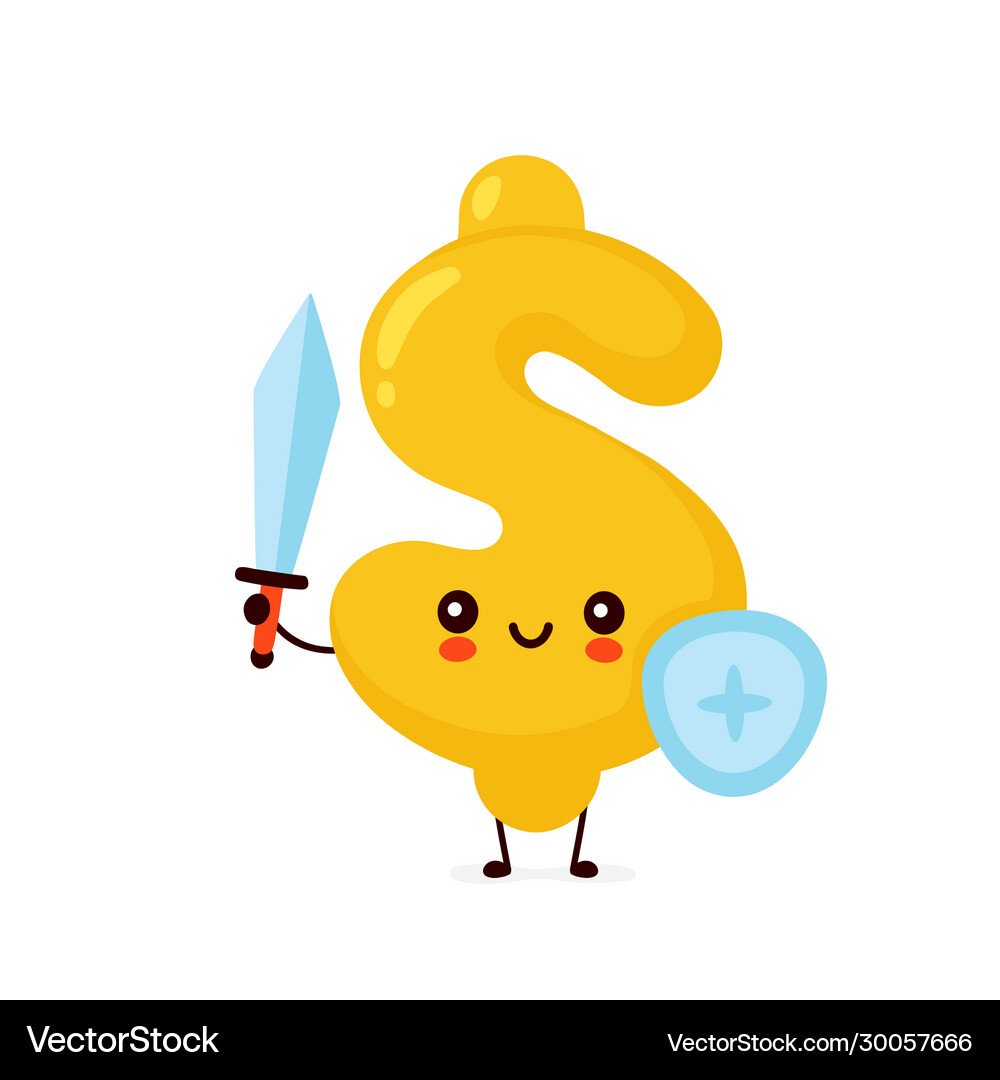 Cute happy dollar sign character Royalty Free Vector Image