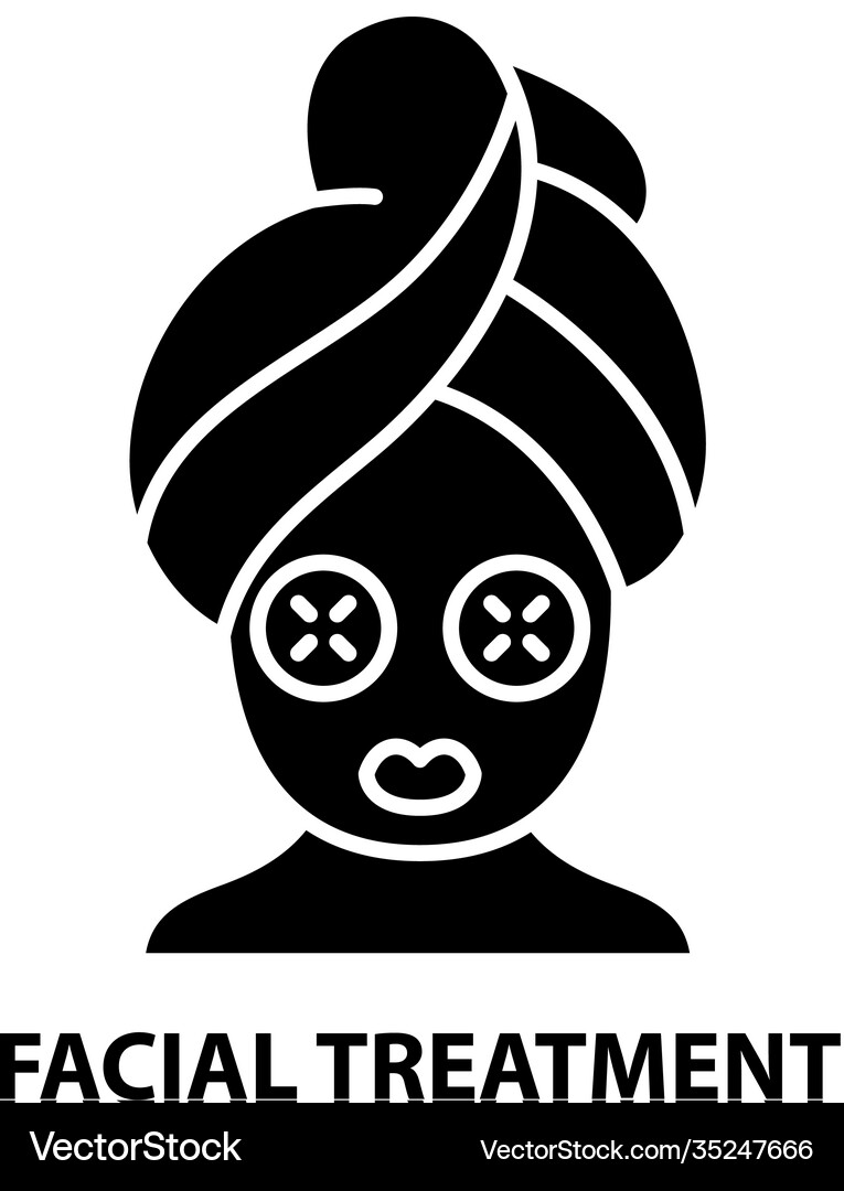 Facial treatment icon black sign Royalty Free Vector Image