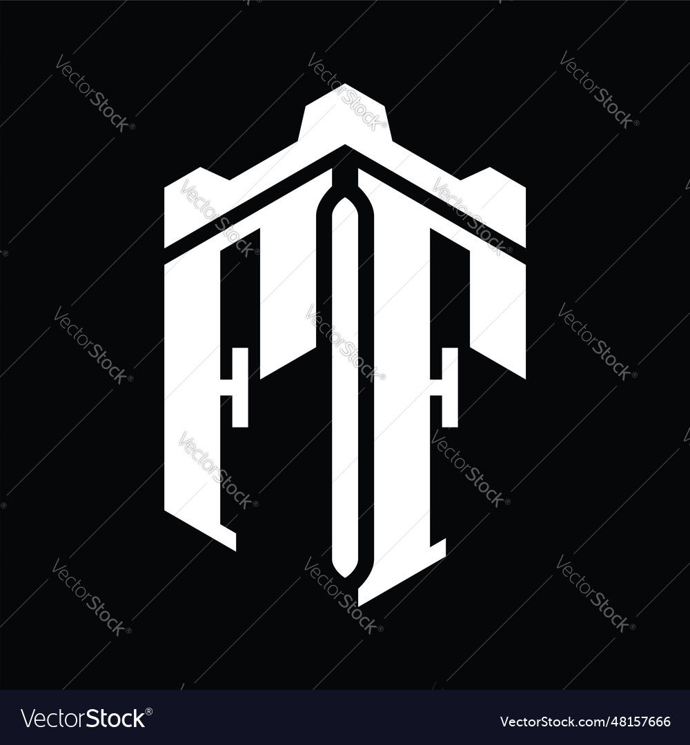 Ff letter logo monogram hexagon shape with crown Vector Image