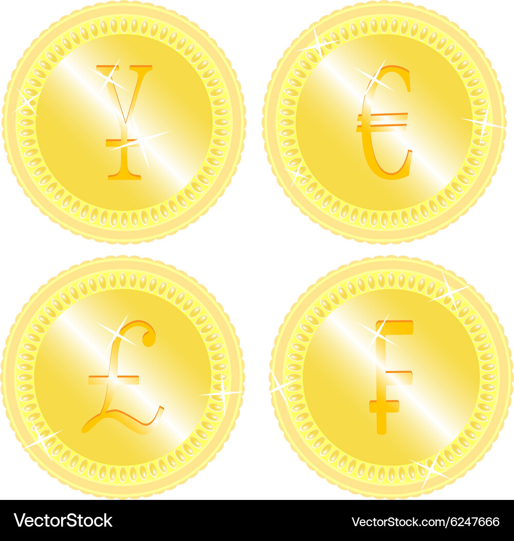 Gold coin set Royalty Free Vector Image - VectorStock