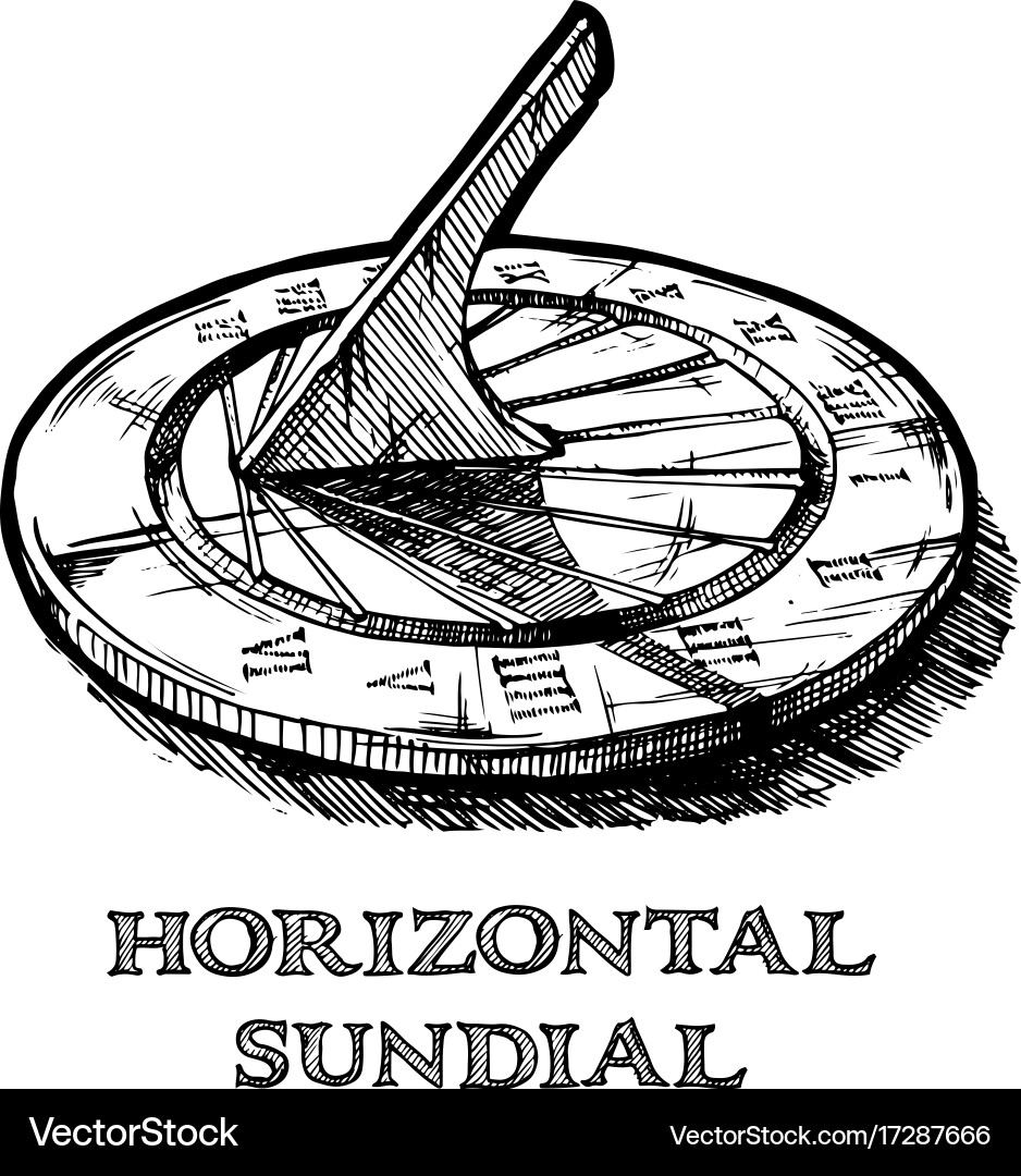 Hand drawn of sundial Royalty Free Vector Image
