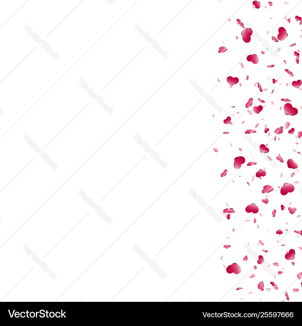 Heart falling confetti isolated white background Vector Image