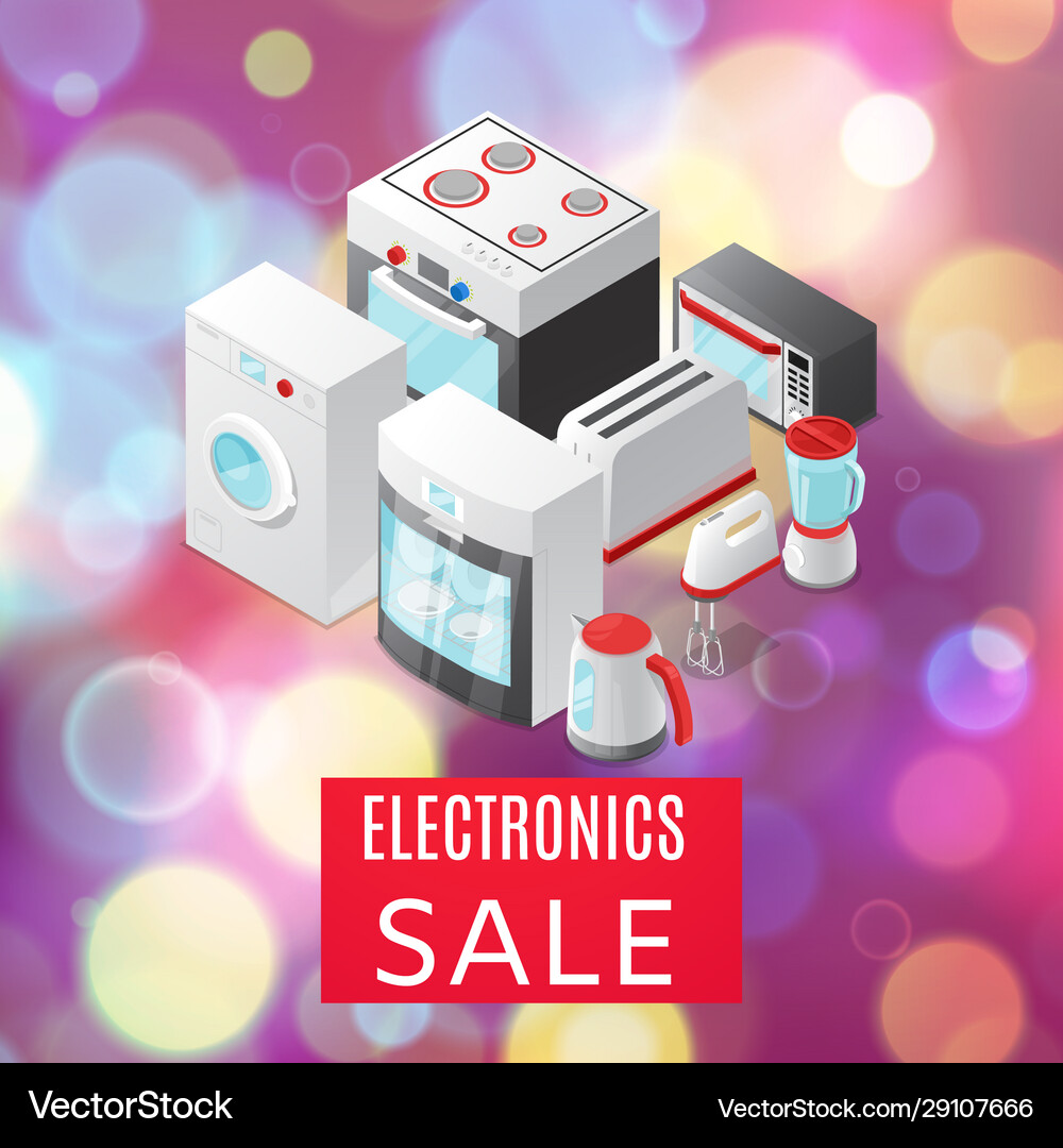 Home appliance electronics sale poster Royalty Free Vector