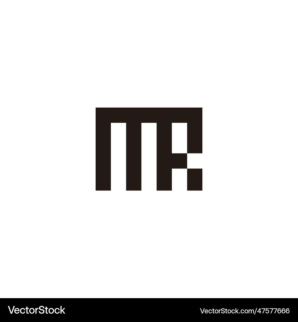 Letter mr simple geoemtric line pixels logo Vector Image