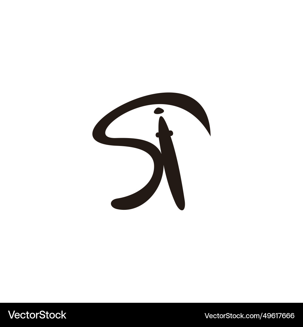 Letter si motion art ink pen logo Royalty Free Vector Image