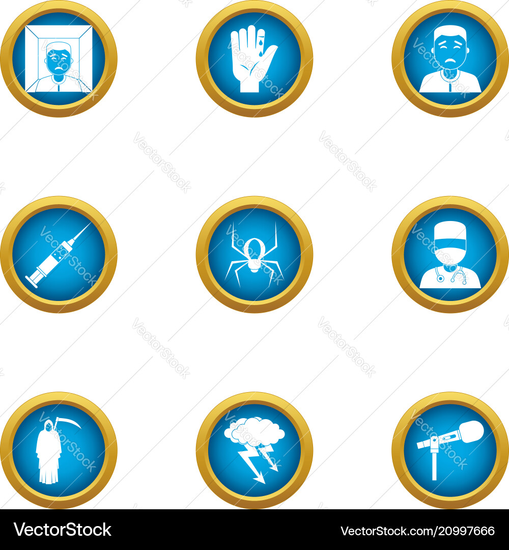 Medical faculty icons set flat style Royalty Free Vector
