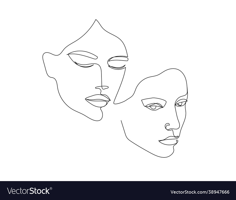 Minimalist Style Portrait Line Continuous Vector Image
