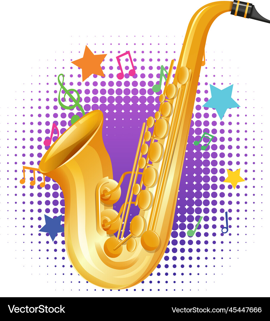 Saxophone musical instrument isolated Royalty Free Vector