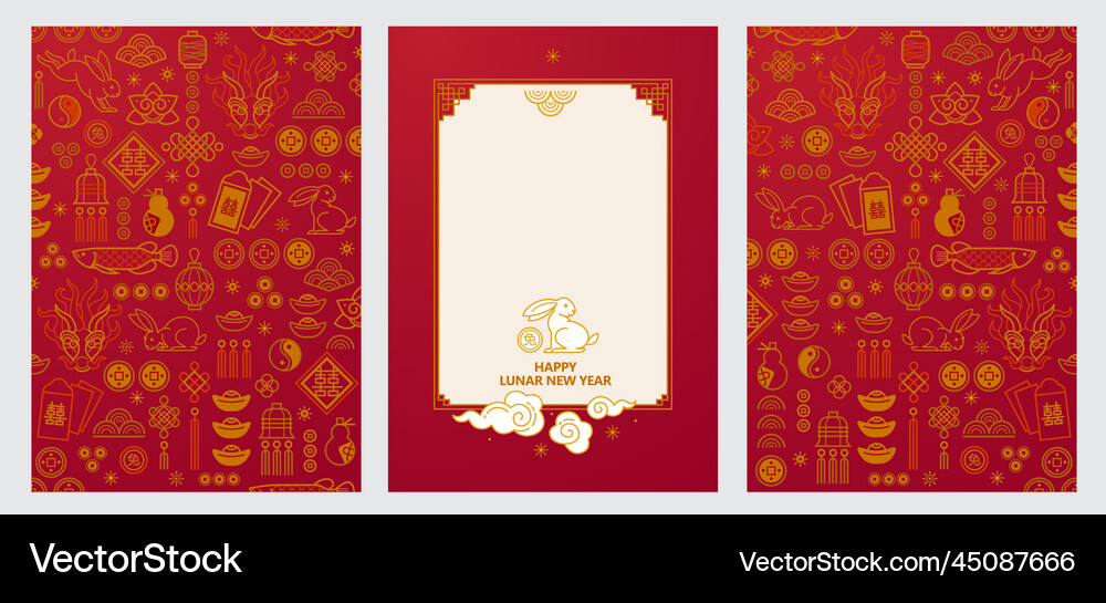 Set with premade cards banners template chinese Vector Image